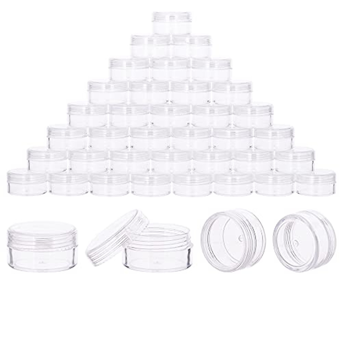 40Pcs 10 Gram Plastic Cosmetic Containers with Lids for Lotion, Creams, Toners, Lip Balms, Makeup Samples Jars BPA free (10g-40pcs, clear)