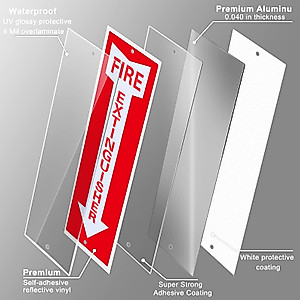 Tondiamo 8 Pack Fire Extinguisher Sign Fire Sign Rust Free Aluminum Reflective Signs 4 x12 Inch Laminated for Ultimate UV, Weather, Scratch, Water and Fade Resistance, Indoor and Outdoor