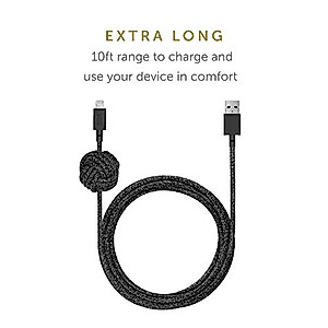 Native Union Night Cable - 10ft Ultra-Strong Reinforced [MFi Certified] Durable Lightning to USB-A Charging Cable with Weighted Knot Compatible with for iPhone 14, iPhone 13 and Earlier (Cosmos)