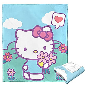 Northwest Sanrio Hello Kitty Silk Touch Throw Blanket, 50" x 60", Picking Flowers