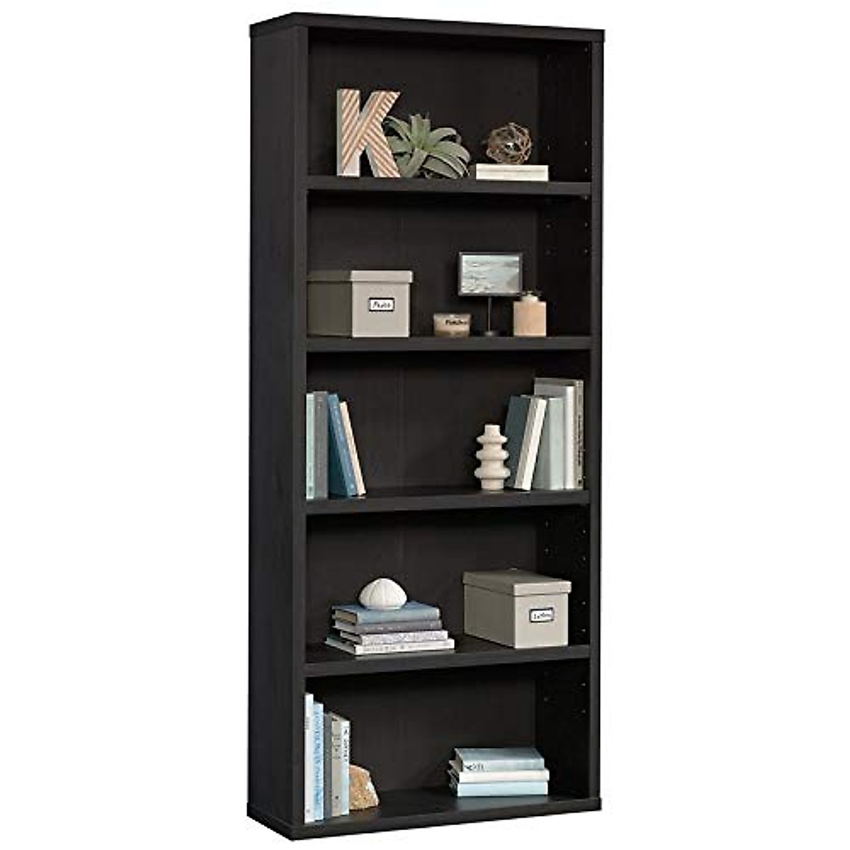 Sauder Miscellaneous Storage 5-Shelf Display Bookcase in Raven Oak Finish, Raven Oak Finish