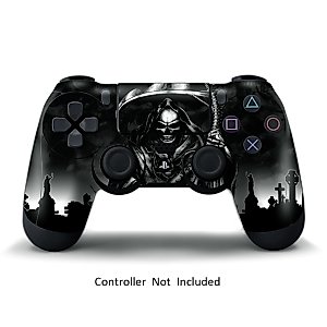 GameXcel Skins Compatible with PS4 Controller - Stickers Compatible with Playstation Dualshock 4 - Decals Cover Skin Accessories Compatible with PS4 Slim Controllers - Reaper Black