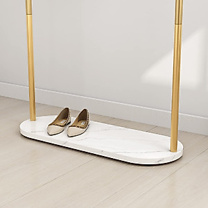 Gold Clothing Rack Gold Clothes Rack for Boutique Modern Clothing Racks with Marble Shelf, Gold Display Hanging Rack for Entryway Hallway Office or Bedroom