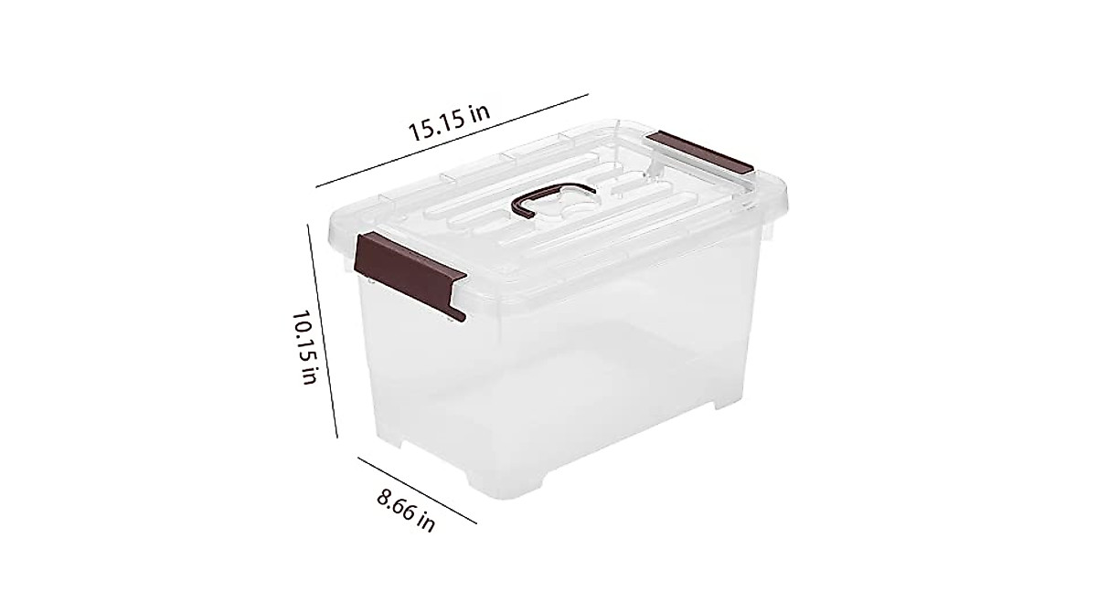 Krihan 14L Plastic Storage Box with Latch Lid - 6 Pack
