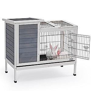Petsfit Guinea Pig Cage Rabbit Hutch Rabbit Cage Bunny Cage Bunny Hutch Guinea Pig Hutch with Pull Out Tray