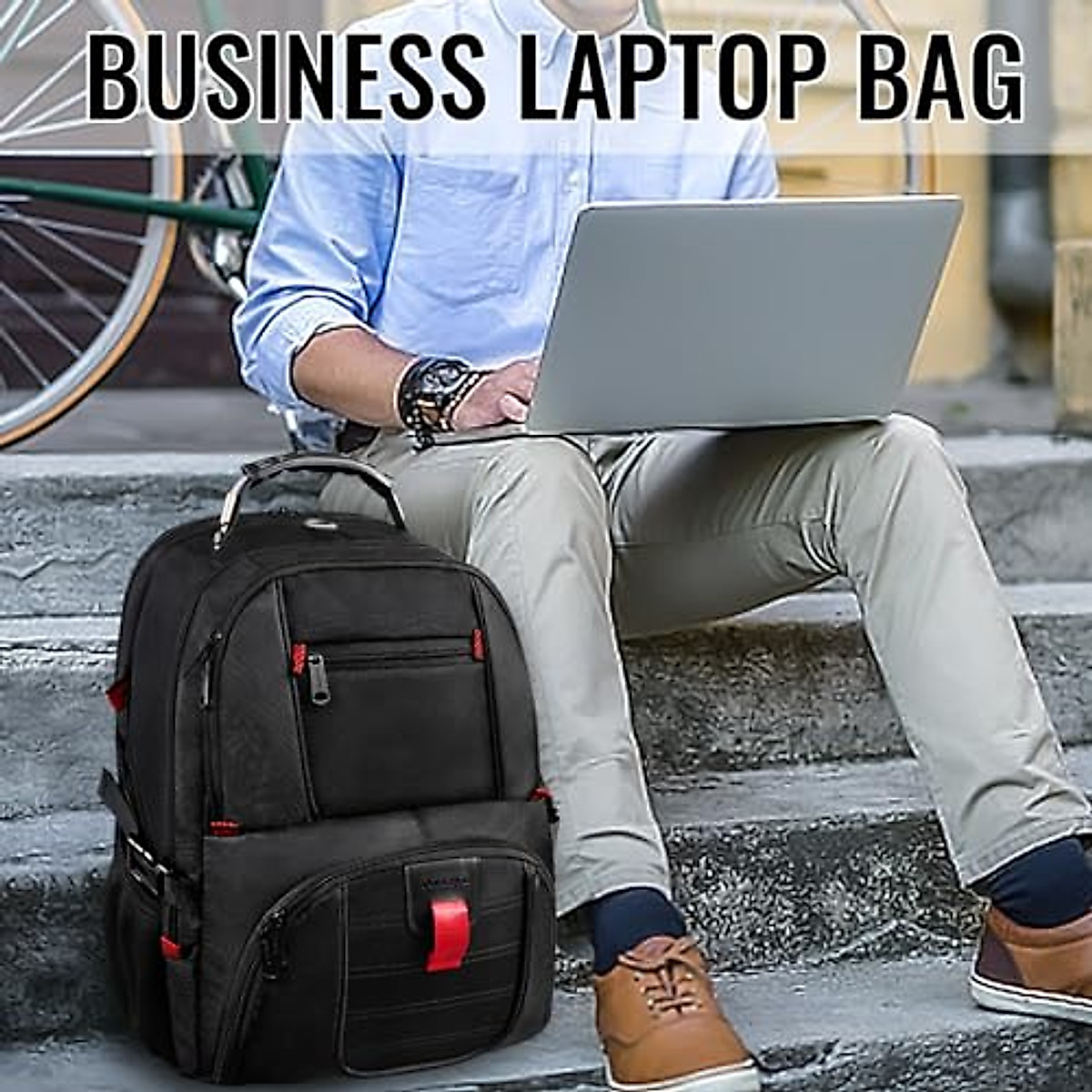 YOREPEK 18.4 Laptop Large Backpacks Fit Most 18 Inch Laptop with USB Charger Port,TSA Friendly Flight Approved Weekend Carry on Backpack with Luggage Strap for Men and Women, Black