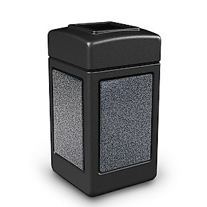 Commercial Zone-720313 StoneTec Open-Top 42-Gallon Square Waste Container - Black