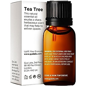 Gya Labs Pure Australian Tea Tree Oil for Skin, Face & Toenails (0.34 fl oz) - 100% Therapeutic Natural Melaleuca Essential Oil for Piercings, Scalp & Hair Growth