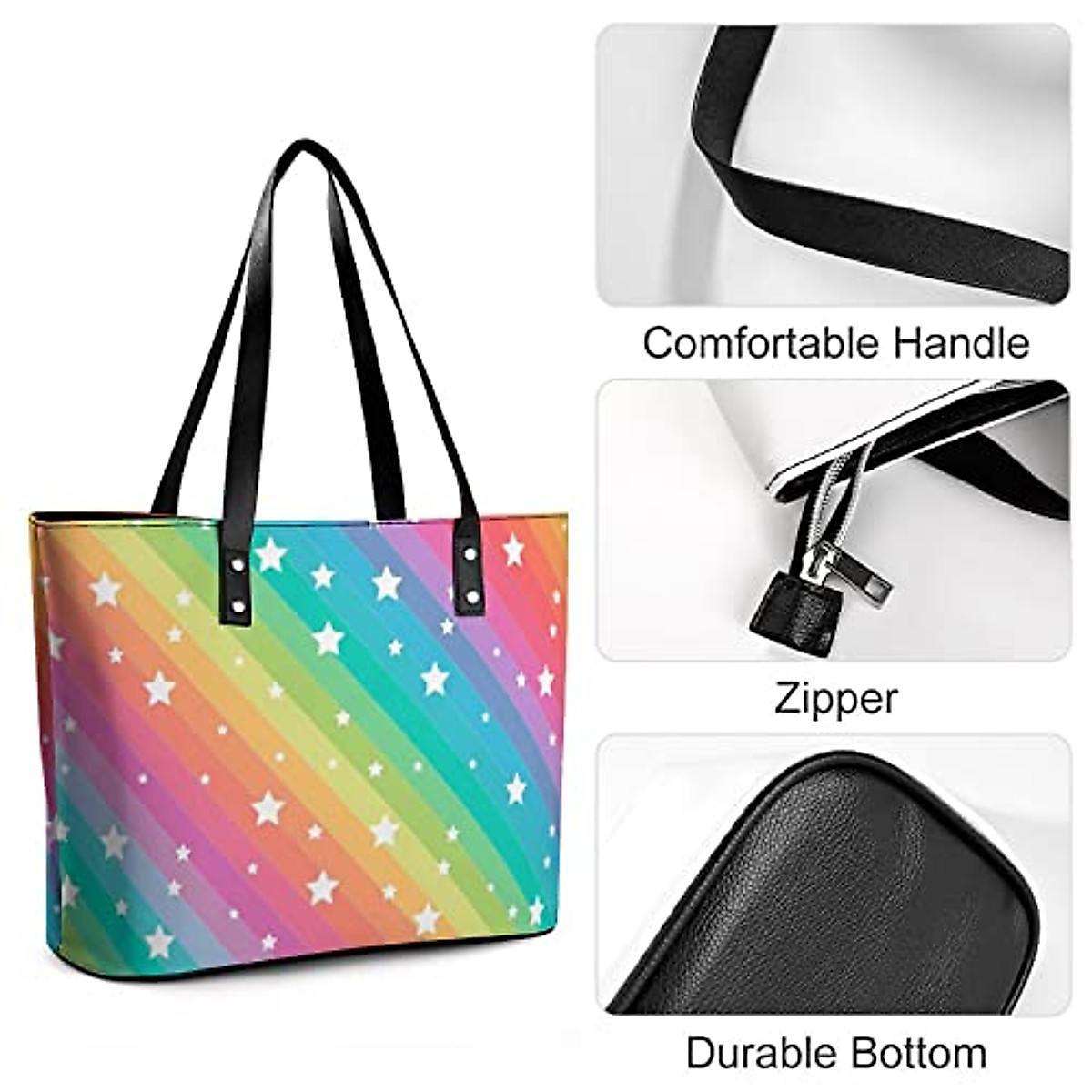 Womens Handbag Rainbow Leather Tote Bag Top Handle Satchel Bags For Lady