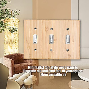 2PC Solid Wood 1-Gang Duplex Toggle Light Switch Plate 4.5" X 6.3" Bamboo Light Switch Cover Quality Raw Wooden Decorative Bedroom Kitchen Home Decor (1-Gang Duplex Toggle)