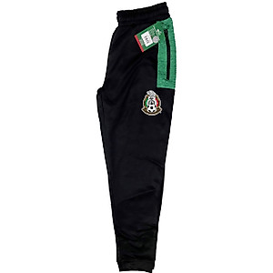 Men's Mexico Sweatpants with Zipper Pockets, Mexico National Football Team Jogger Pants (XX-Large) Black