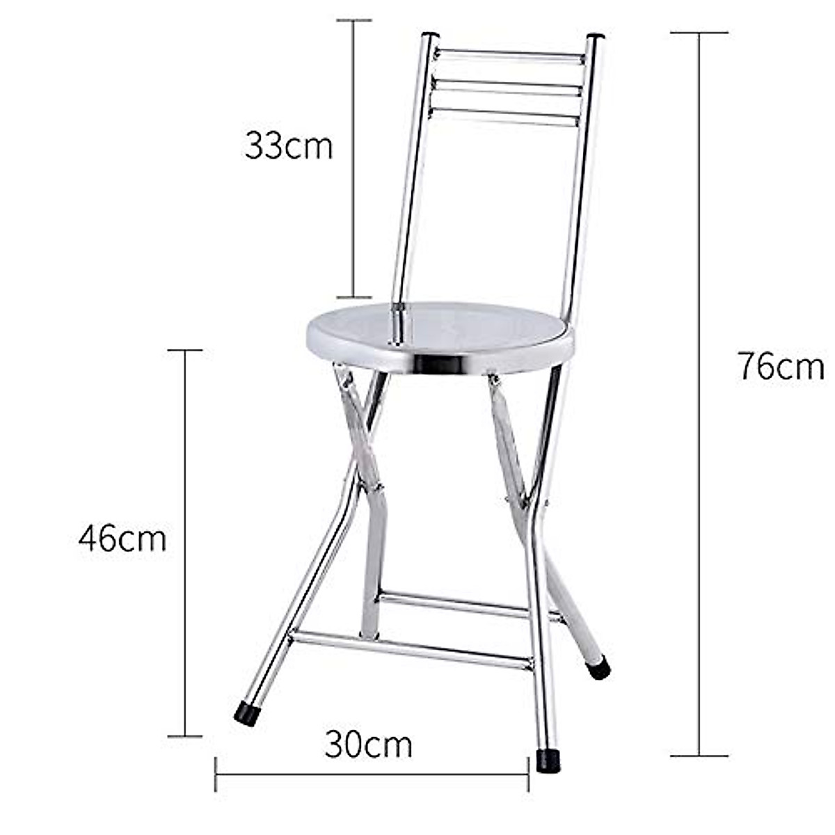 Thick Stainless Steel Round Stool Folding Home Dining Chair backrest Stool Small Bench Portable Outdoor Picnic Chair high 76cm