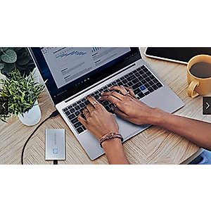 SAMSUNG T7 Touch Portable SSD 1TB, Up to 1050MB/s, USB 3.2 External Solid State Drive + 2mo Adobe CC Photography (MU-PC1T0S/WW), Silver