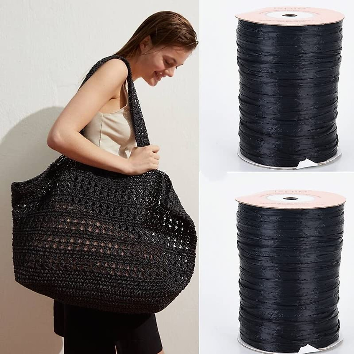 ENUDKON 91M / Barrel Cotton Lafite Grass Yarn Summer 100% Natural Fiber DIY Woven Straw hat Bag Yarn (Color : 18-Bright Color)