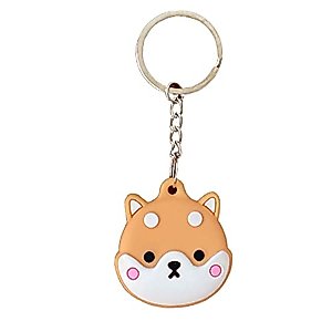 Rertnocnf Portable Case for Air Tag, Kawaii Cute Cartoon Shiba Inu Silicone Anti-Scratch Protective Cover Compatible with Airtags Finder Location Tracker Keychain for Kids Pets Keys