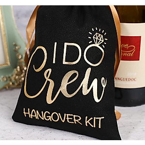 Cytdkve Gold Foil Bachelorette Party Favor Bag Hangover Kit Bag, Wedding Bridal Party Favor Bags for Bridesmaid Gifts Engagement Gifts (10 Pieces, Black, 5 x 7 Inch)