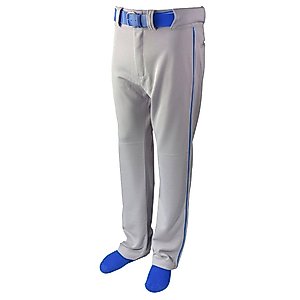 Martin Sports Youth Baseball Pants with Piping (Grey with Royal, Youth M)