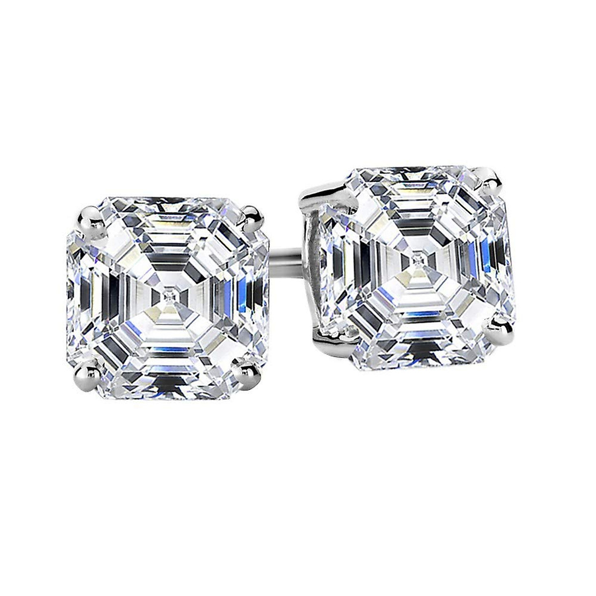 2 Carat Platinum GIA Certified Asscher Cut Diamond Earrings Push Back Premium Collection (G-H Color, SI1-SI2 Clarity)