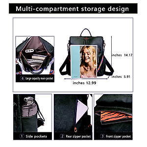 ROOSALANCE Leather Women Backpack Purse Fashion Large Multipurpose Convertible Backpack Shoulder Bag Handbags Ladies, Womens Travel Backpack Purse Black