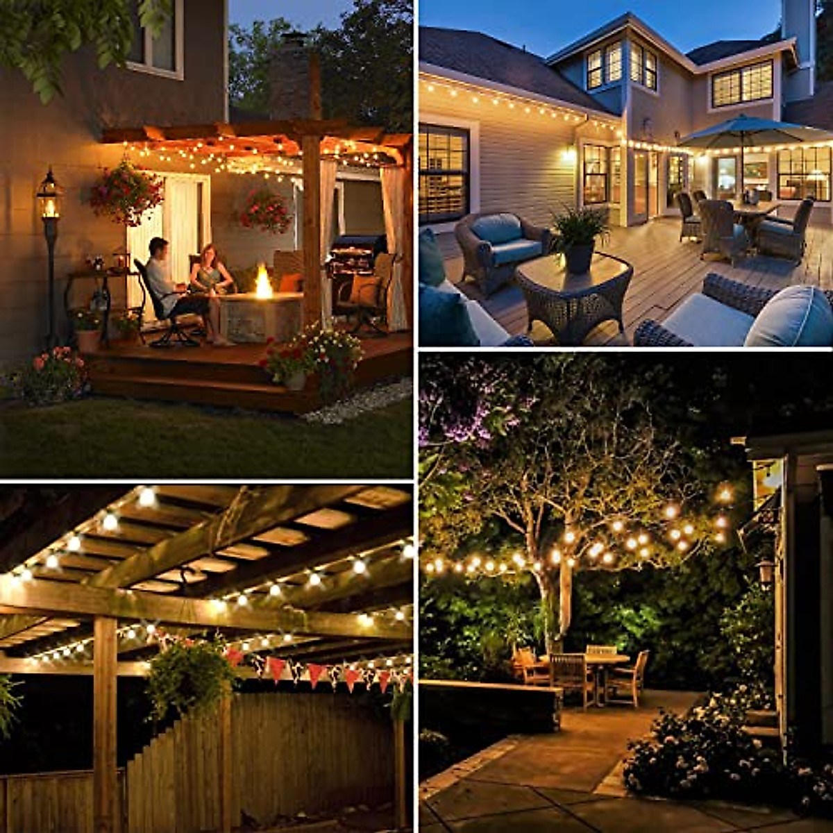 DAYBETTER 100ft Solar Outdoor String Lights Waterproof, ST38 Globe Led Patio Lights with 24 Edison Bulbs, Weatherproof Plastic Outdoor Lights for Yard Porch Bistro