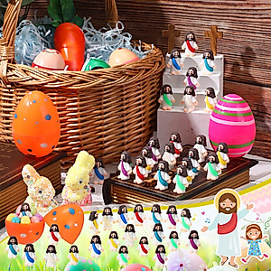 Bememo 25 Pcs Little Jesus Figures Original Design Mini Rubber Jesus Toys to Hide and Seek Religious Party Favors Sunday School Baptism Gifts(Multicolor)