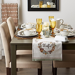 DII Thankful Autumn Collection Fall Tabletop Decoration, Reversible Table Runner, 14x108, Fall's Bounty