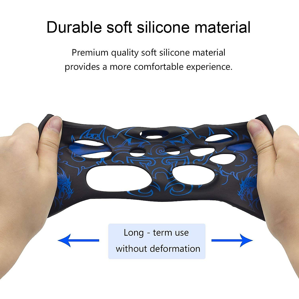 Controller Skin for PS4, BRHE Anti-Slip Grip Silicone Cover Protector Case Compatible with PS4 Slim/PS4 Pro Wireless/Wired Gamepad Controller with 2 Dragon Carving Thumb Grip Caps