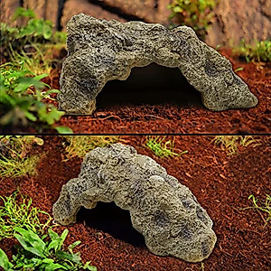KHEARPSL Large Reptile Hideout Reptile Rock Hide Cave Hideaway Shelter for Bearded Dragon Lizards Snake Gecko Turtle Amphibian Habitat Decor (Large)
