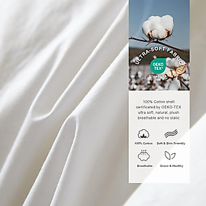 Royoliving Premium Lightweight Feathers Down Comforter Queen Size Summer Cooling Down Blanket Full Size White Duvet Insert, 100% Cotton Cover with Coner Tabs (90x90, 35 oz)