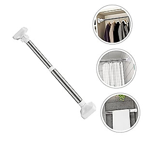 Cabilock 1pc Hole-free Telescopic Rod Retractable Curtain Rod Adjustable Curtain Rod Spring Curtain Rods Adjustable Closet Rod Tension Curtain Rod Shower Rod Tension Stainless Steel White