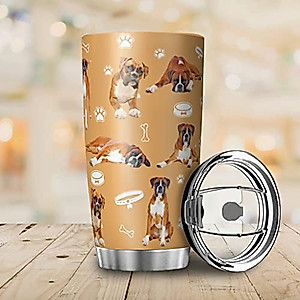 WmhrYpzhL Boxer Travel Mug Dog Coffee Cup Stainless Steel Insulation Tumbler with Lid For Ice Drinks＆Hot Beverage Gifts Boxer