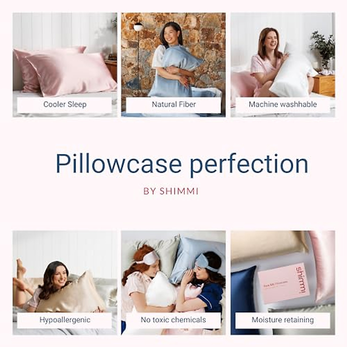 Shimmi Real Silk Pillow Cases | Luxury 30 Momme 6a Grade Mulberry Silk Pillowcase | Silk Pillowcase for Hair and Skin | Super Soft | [Standard, Blue Shimmer]