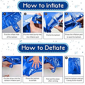 40 Inch Dark Blue Number Balloons 15, Large Royal Light Blue 15 Helium Foil Mylar Balloon, Globos Azules Self Inflating Silver Star Number 15 Balloon for Boys 15th Birthday Party Graduation Decoration