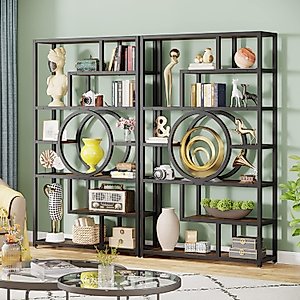 Tribesigns 2PCS 72 Inch Bookshelf Geometric Bookcase, 8-Tier Industrial Book Shelf with 11 Open Shelving Units, Etagere Bookshelves Display Stand Storage Shelves for Office, Living Room