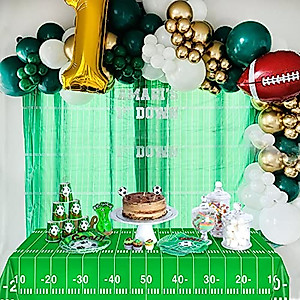 UNIIDECO 2 Pieces 54”x108” Football Tablecloth, Soccer Themed Plastic Table Cover, First Down Football Birthday Party Gender Reveal Decoration Supplies