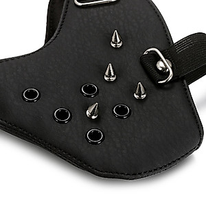 TSWRK Punk Faux Leather Mask, Wind Protector Motorcycle Biker Half Face Mask, Anti-Dust Sport Mask Halloween Costume