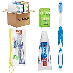 Practicon SmileGoods Adult Dental Care Kit with Toothbrush, Toothpaste, and Floss, Pack of 72