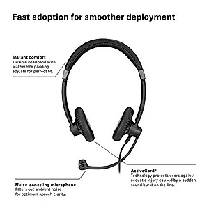 Sennheiser SC 75 USB MS (507086) - Double-Sided Business Headset | For Skype for Business, with Mobile Phone, Tablet, Softphone, and PC | HD Sound & Noise-Cancelling Microphone (Black)