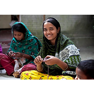 Pebble Fair Trade Handmade Crochet Cotton Farm Animal - Mallard Duck Rattle, 6-inch Length