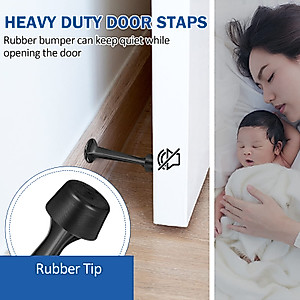 24 Pack Door Stop Heavy Duty Solid Rigid Door Stoppers with Soft Rubber Tip Wall Mount Door Stoppers for Bottom of Door (Black)