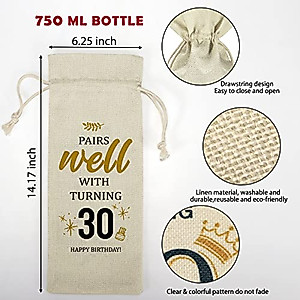 30th Birthday Gift Ideas for Women Men, 30th Thirtieth 30 Years Old Birthday Decorations Wine Bag, Happy 30th Birthday, Pairs Well with Turning 30 Thirty