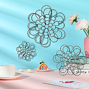 Ferraycle 3 Pieces Metal Wall Art Metal Flower Wall Sculpture Metal Flower Wall Art for Home Bedroom Living Room Bathroom Kitchen Office Garden Hotel Wall Decoration, 3 Sizes (Black)