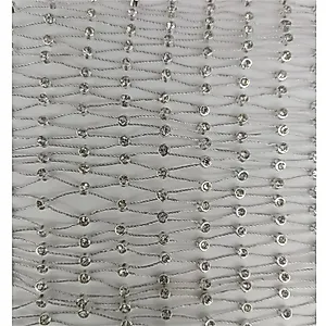 60X90cm Silver Shiny Stretch Crystal Rhinestone Fishnet One Yard Mesh Sheer Cutout Fabric 2024 Ins Popular Designer DIY Wedding Dresses, Gift Wrapping Mask Decoration (Silver, 1 Yard)
