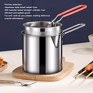 Fry Pot, 304 Stainless Steel Deep Fryer Pot with Basket and Anti Scalding Silicone Handle, Outdoor Deep Fryer for Frying Fish Seafood, French Fries, Chicken Wings Easy to