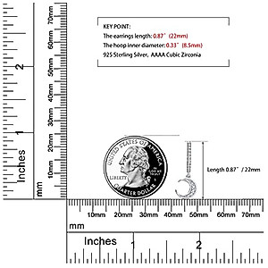 Moon Star Hoop Dangle Earrings for Women, Small Huggie Hoop Earring with Cubic Zirconia Charm for Teen Girls in Sterling Silver (Silver)