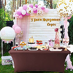 Cvzavbd 2Pack 6FT Spandex Table Cover Fitted Rectangular Tablecloth Stretchable Fabric Patio Furniture Covers 6 ft Wrinkle-Free for Party Dj Tradeshows Banquet Weddings Cocktail (Coffee)