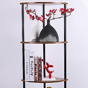 SHENGTIAN 5 Tier Corner Shelves, Multipurpose Shelving, Corner Bookshelf Plant Stand, Corner Storage for Living Room, Kitchen, Home Office