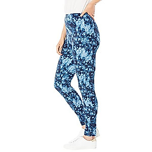 Woman Within Women's Plus Size Stretch Cotton Printed Legging - 3X, Black White Tie Dye