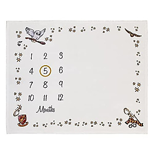 NoJo Warner Brothers Harry Potter Magical Moments White and Gold Milestone Baby Blanket