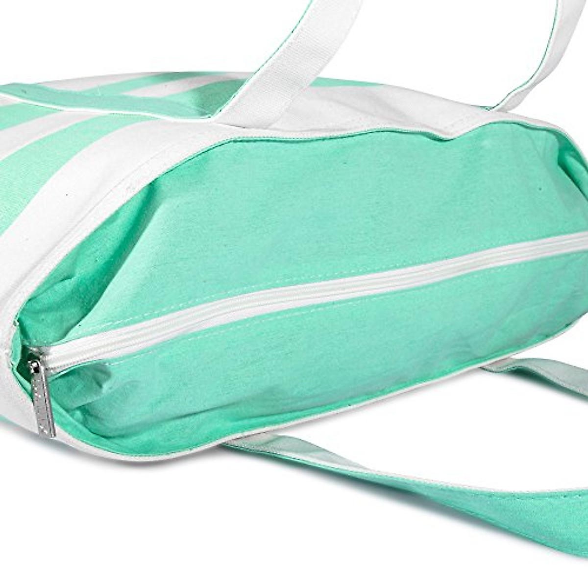 DALIX Monogram Beach Bag and Totes for Women Personalized Gifts Mint Green A